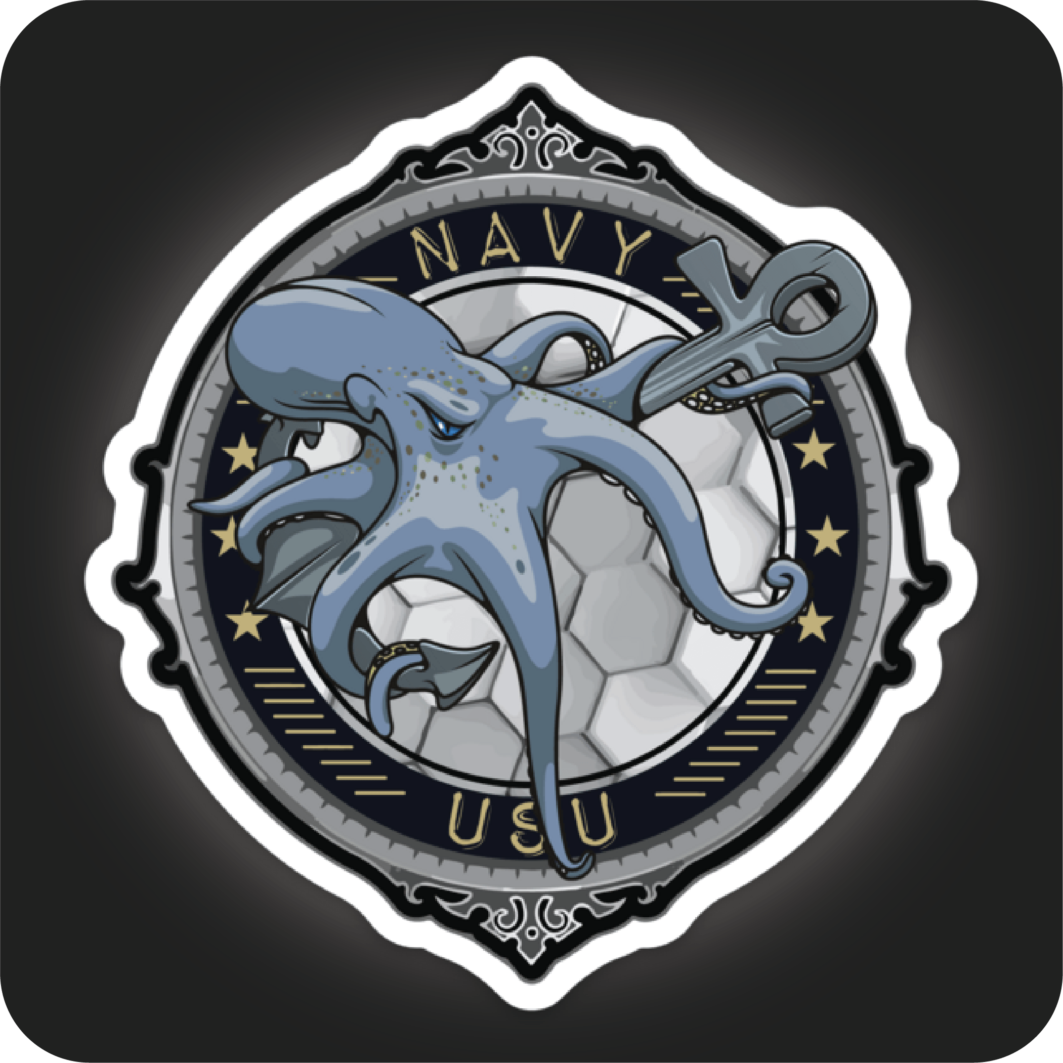 Navy octopus decal | USU Alumni Bookstore
